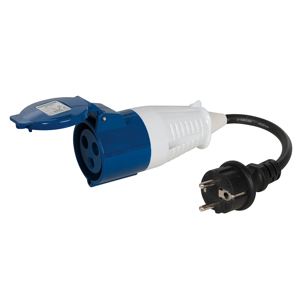 Adapter från 16A CEE 230V Plug till 16A Schuco 230V Hane