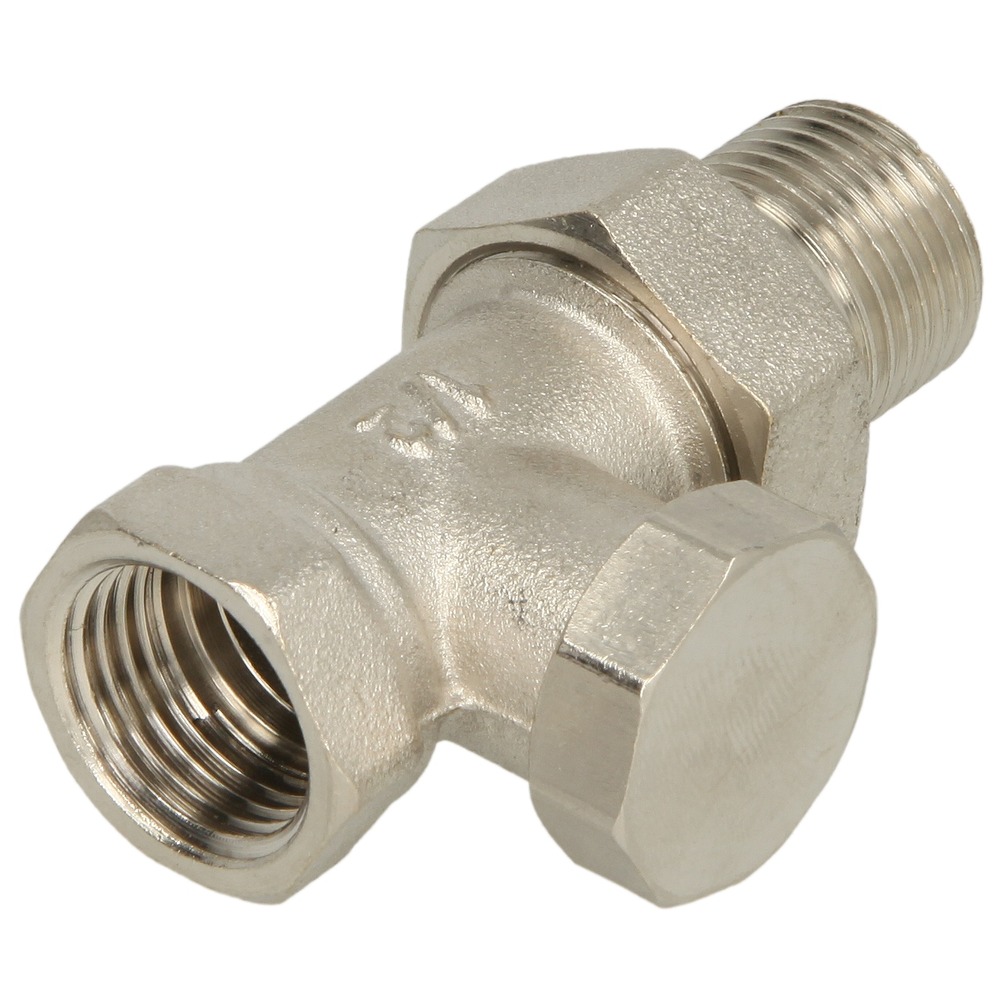 Returventil Europa, Rak, 15, inkl. Radiatornippel med mutter